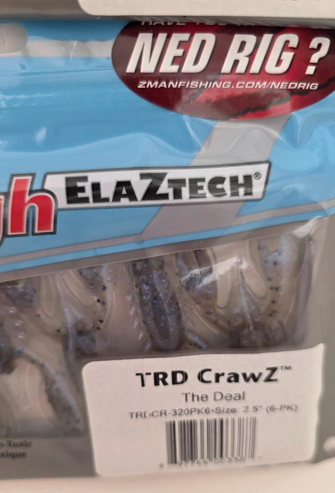 (6) Z-Man ElaZtech TRD CrawZ 2.5" Soft Fishing Lures Lot of 6 packs ...