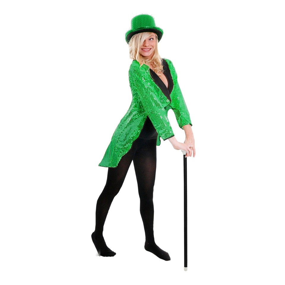 ADULT SEQUIN TAILCOAT CABARET FANCY DRESS TOP HAT CANE CIRCUS ...