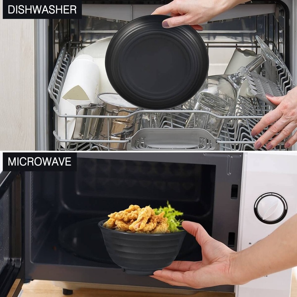 12pcs Plastic Wheat Straw Dinnerware Sets, Wheat Straw Plates and Bowls ...