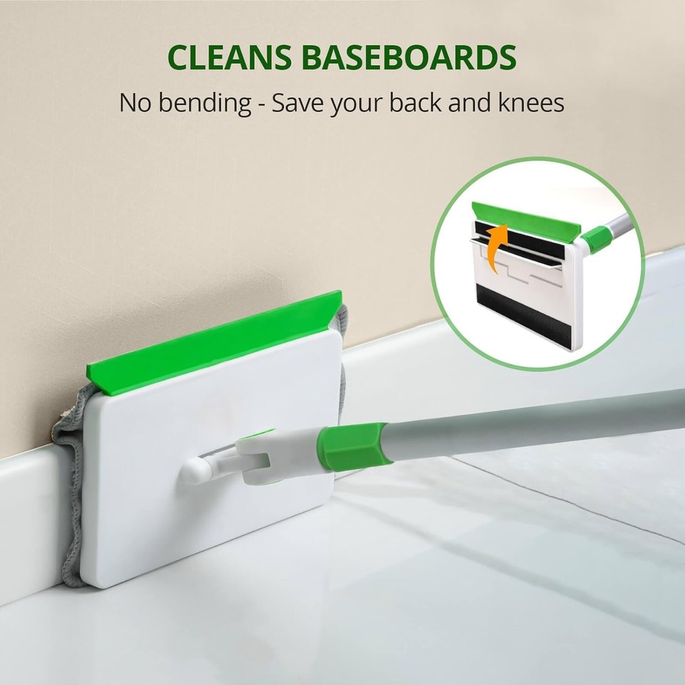 Baseboard Cleaner Tool with 4 Cleaning Pads for Walls ,Ceiling , Floor ...