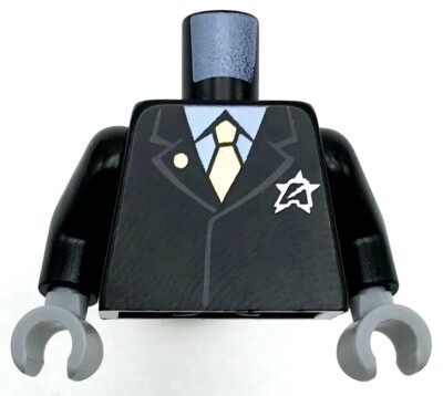 Lego New Black Minifig Torso Agents Suit Ultra Agents Logo and Gold Tie ...