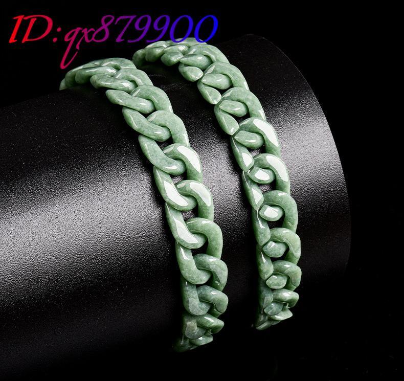 Green Myanmar Jadeite Chain Bracelet Natural Burmese Jade Bangle ...