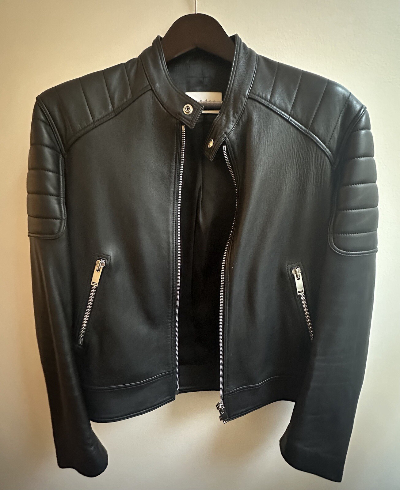 sandro leather jacket men LEATHER JACKET WITH QUILTED… - Gem