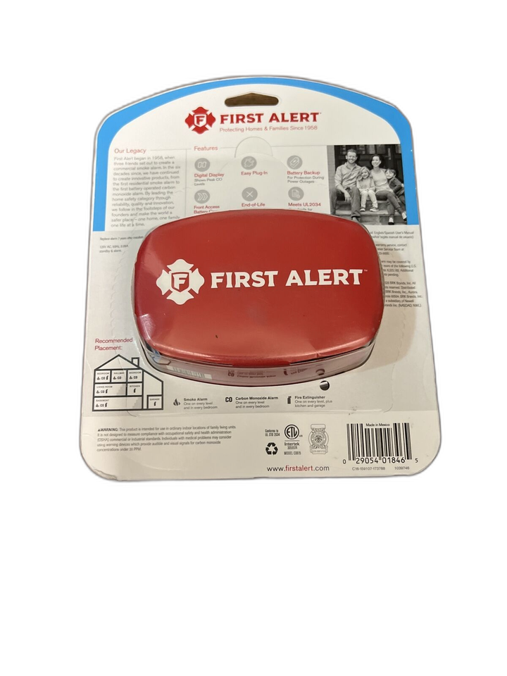 First Alert Dual Power Carbon Monoxide Detector Alarm, Digital Display ...