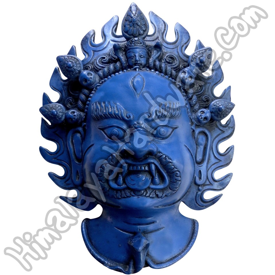 Resin Bhairava Mask: black red gold Bhairav Bhairab Kala Mahakala Shiva ...