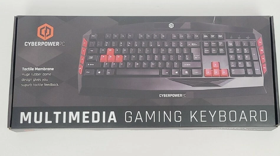 CyberPower PC USB Wired Red LED Multimedia Gaming Keyboard, 44% OFF
