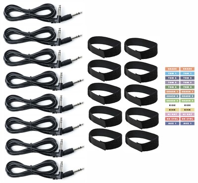 8 Cable Connection Kit for Roland TM-6 PRO Trigger Module Cymbals/Pads ...