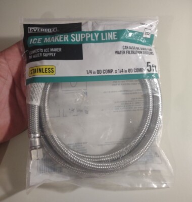 Everbilt Stainless Ice Maker Supply Line 1/4" x 1/4" x 5' Parts ...