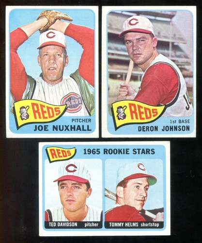 (3) 1965 Topps Cincinnati Reds:#312 Joe Nuxhall, #243 Rookie Stars ...