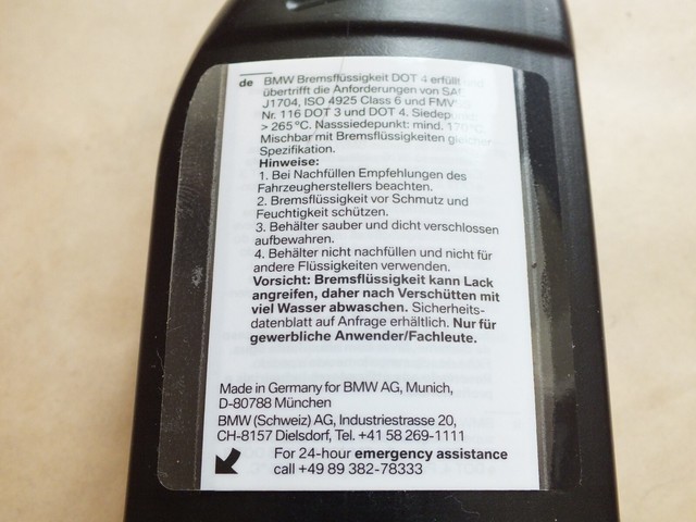 BMW Genuine Dot4 Brake Fluid 83132405975 250ml for sale online | eBay