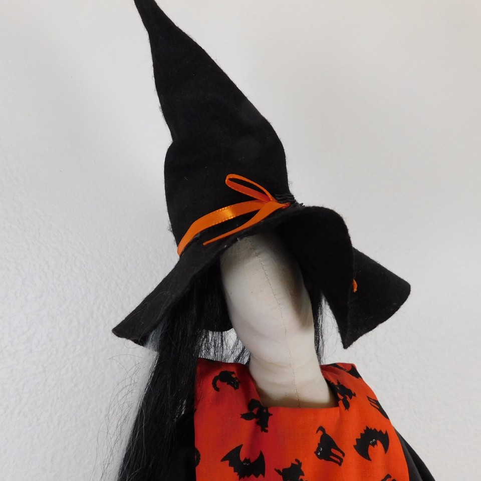 Halloween Witch Cloth Doll Free Standing 30" Tall Primitive Faceless ...