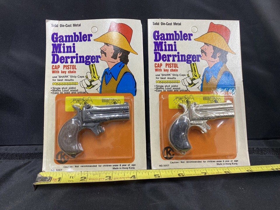 Pair of Vintage 1970s Solid Die-Cast Metal Deringer Mini Cap Guns Hong ...