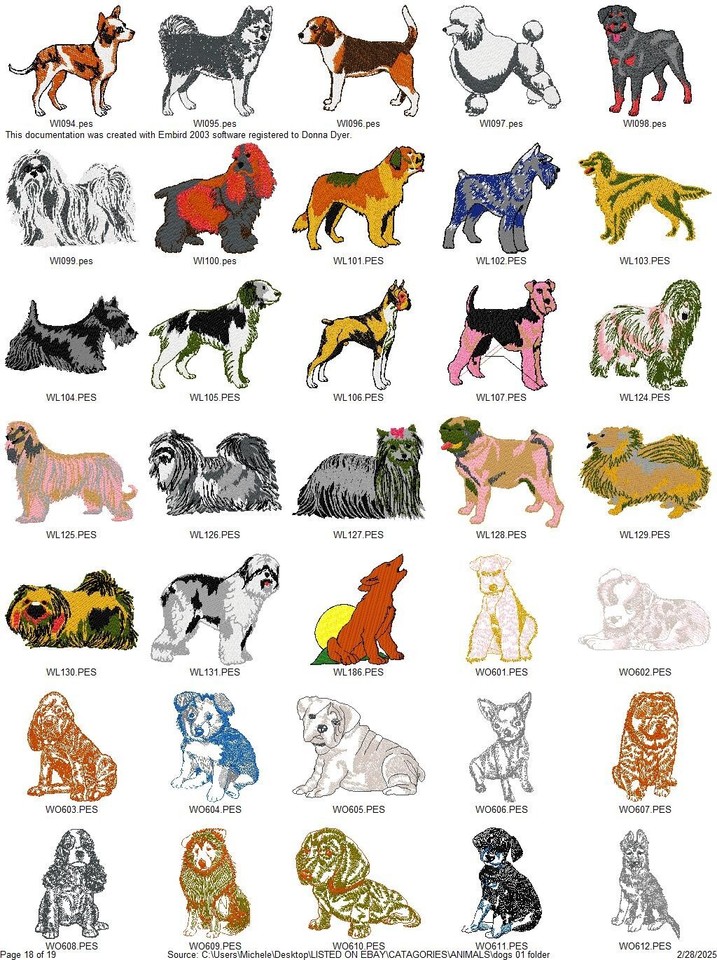 644 DOGS EMBROIDERY MACHINE DESIGNS COLLECTION PES USB DRIVE | eBay