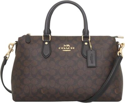 [Coach] Georgia Satchel Bag Signature Canvas CW422 IMXAQ Walnut/Black ...