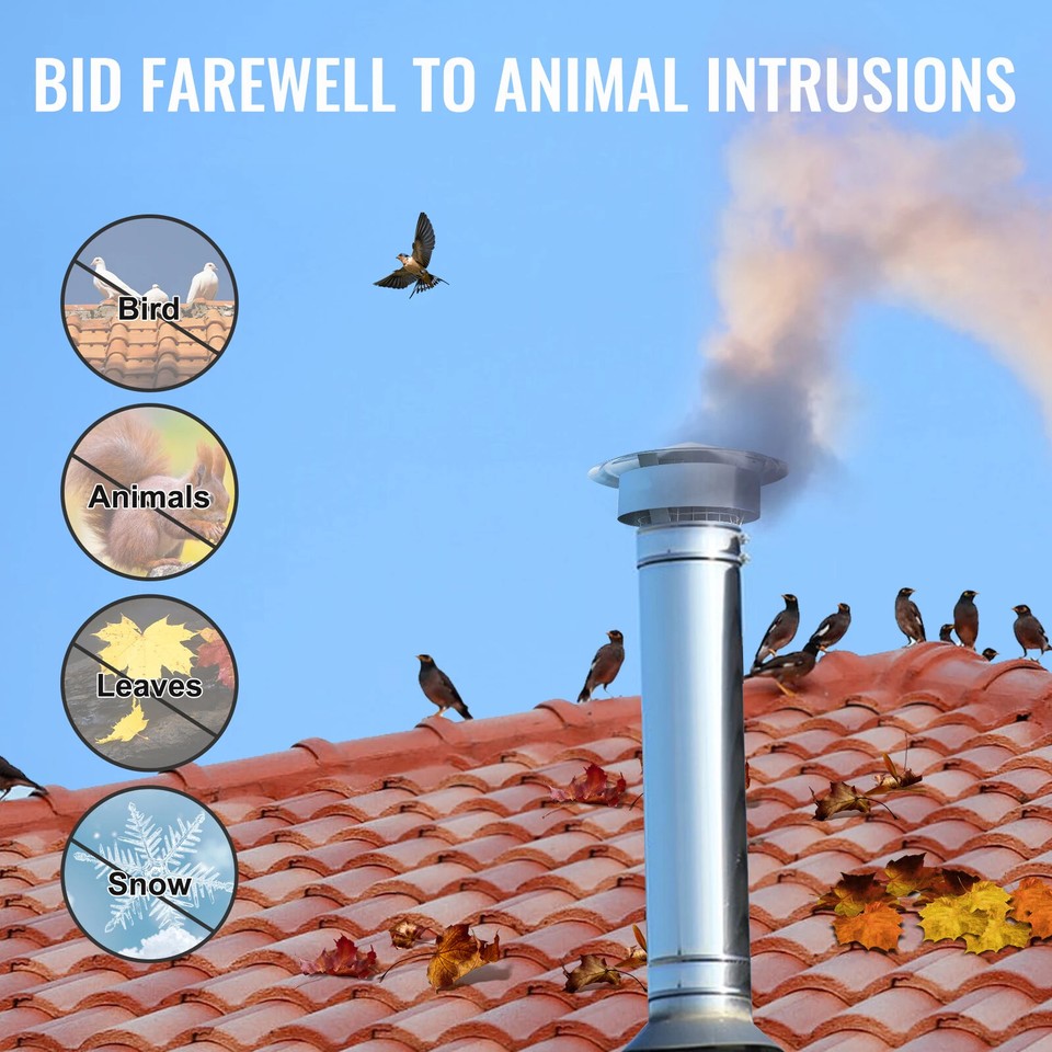 11.81" Stainless Steel Chimney Cap - Rust-Resistant & Wind-Resistant ...