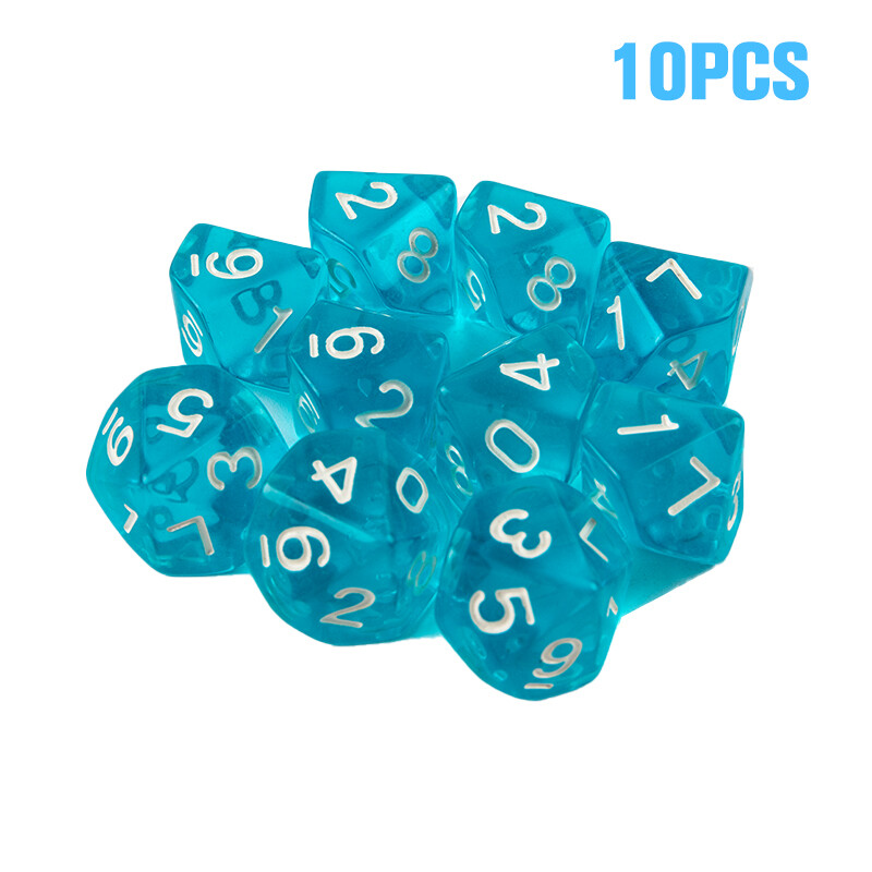10PCS 10-Sided 0-9 Transparent Digital Dice Teaching Dice Teaching Tool ...
