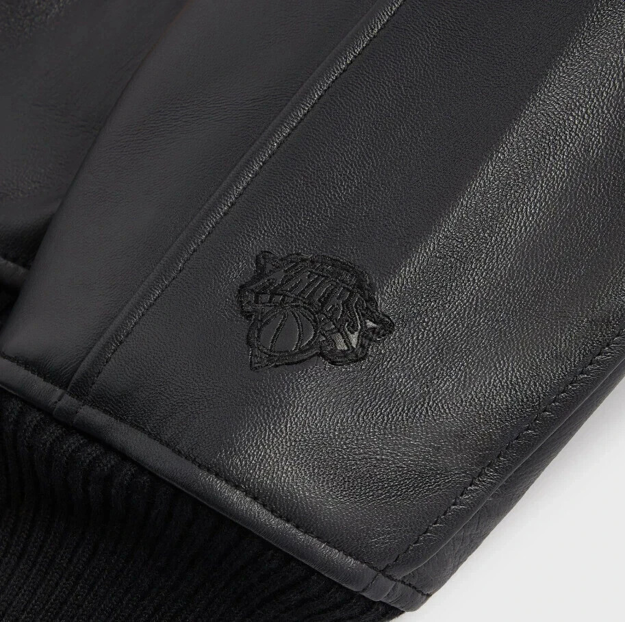 Kith & Avirex Leather Jacket New York Knicks Icon Patches NBA Black ...