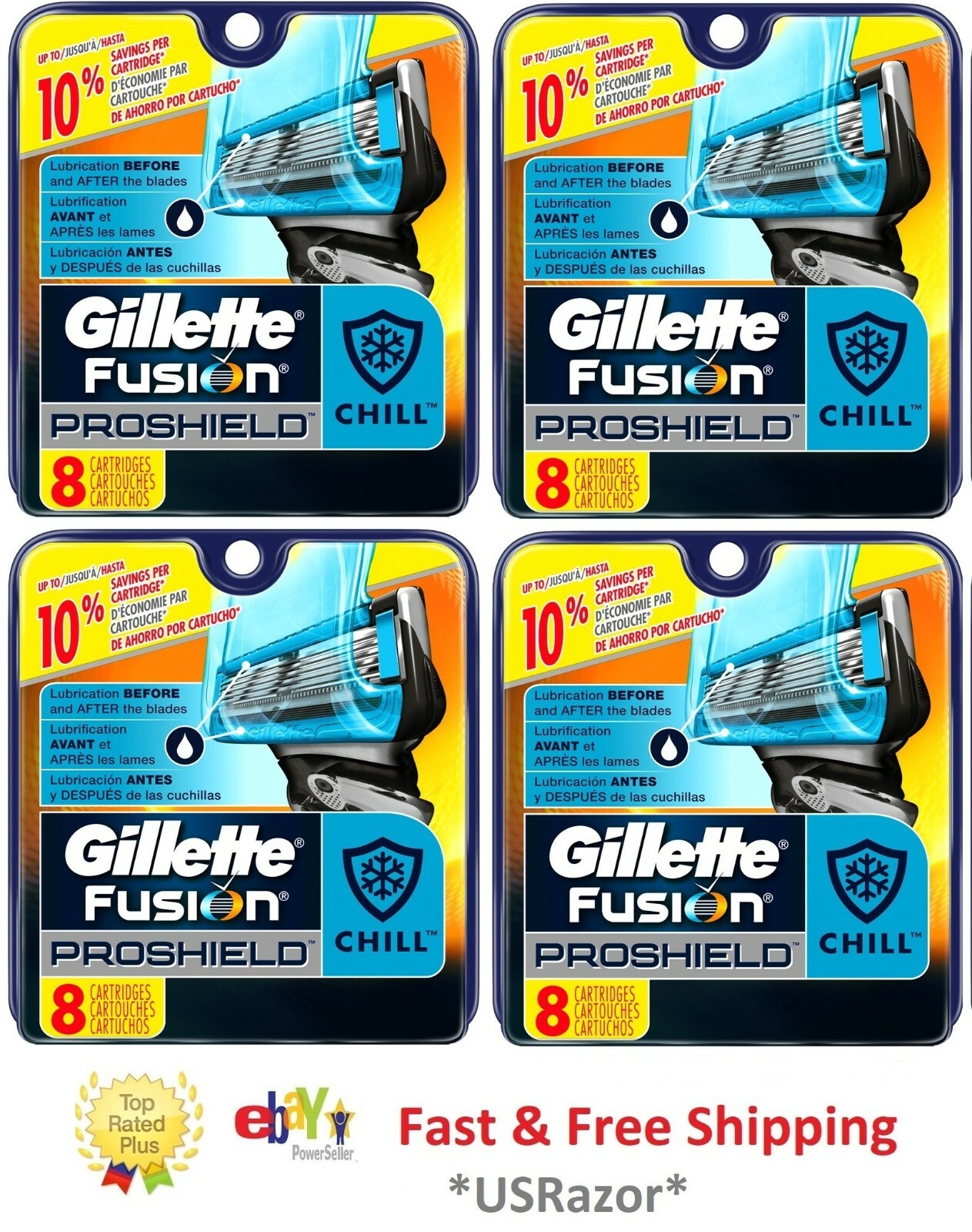 Gillette Fusion 5 Proshield Chill Razor Blades Refill Cartridges ft ...