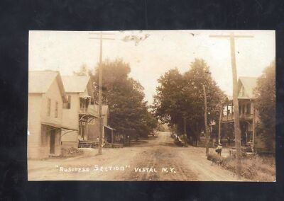 REAL PHOTO VESTAL NEW YORK NY DOWNTOWN STREET SCENE STORES POSTCARD ...