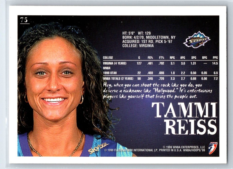 1999 Hoops WNBA Tammi Reiss Utah Starzz #75 | eBay