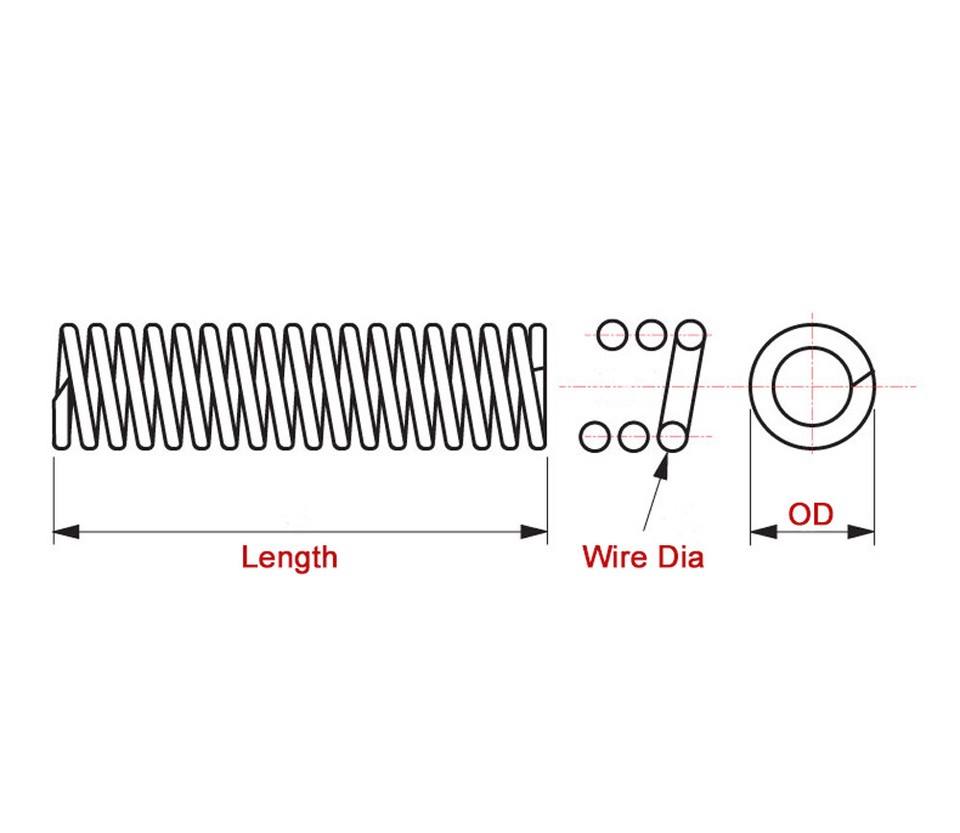 Compression Spring Long 305mm Black Steel Small Springs Wire Diameter 0 ...
