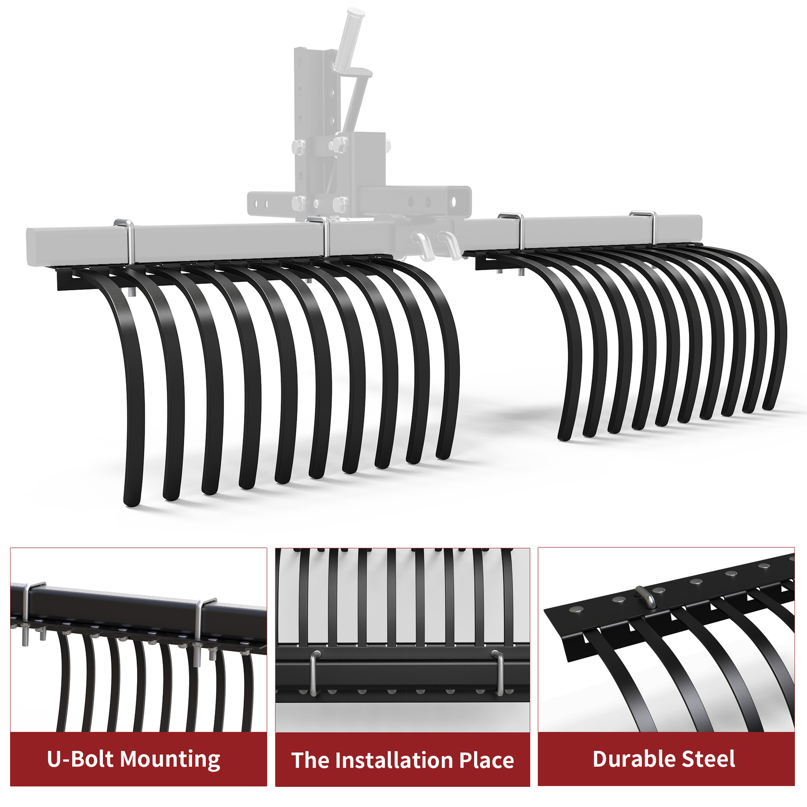ATV/UTV Landscape Rake Implement W/1-Point Lift System Tractor Removal ...
