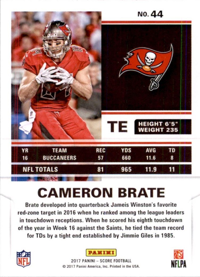 2017 Score Gold Zone #44 Cameron Brate /50 | eBay