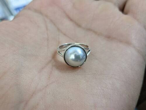 South Sea Pearl (MOTI) gemstone silver ring 4.25-9.25 ratti pearl vedic ...