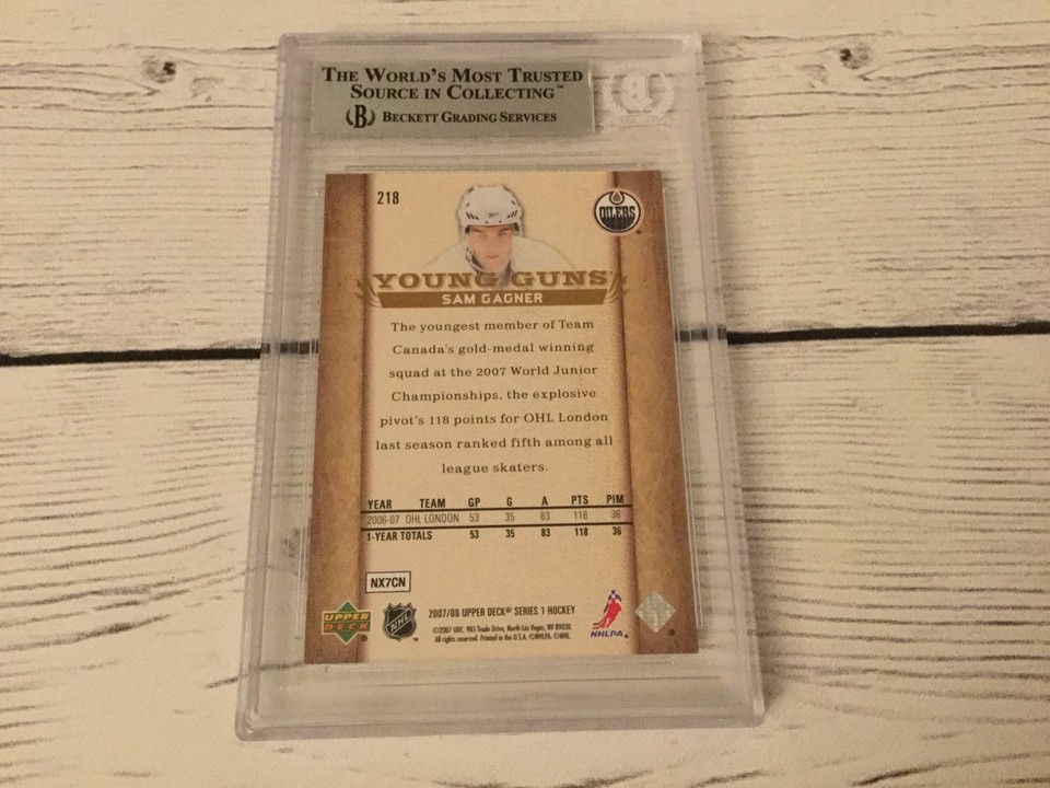 Sam Gagner Signed 2007/08 UD Upper Deck Young Guns Card RC Beckett BAS ...