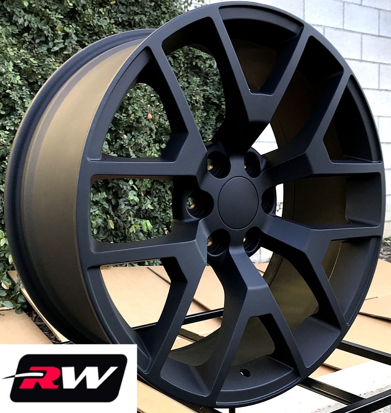 20" inch 20 x9" Wheels for Chevy Tahoe Satin Black GMC Sierra 2014 2015 ...