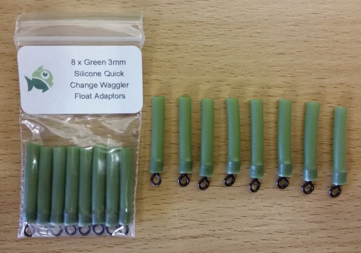 8 x XLarge Green 3mm Silicone Quick Change Pellet Waggler Float ...