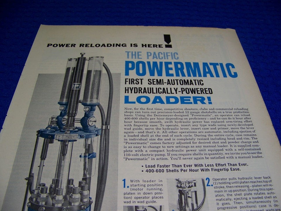 1964 PACIFIC POWERMATIC LOADER "RELOADING IS"..1-PAGE ORIGINAL SALES AD ...