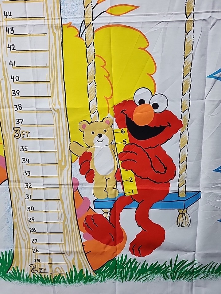 Bright Sesame Street Fabric Panel Growth Chart Big Bird Elmo Sewing ...