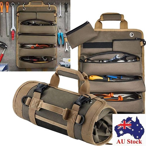 Roll Up Tool Bag Roll Tool Organizer with 3 Detachable Pouches Tool ...