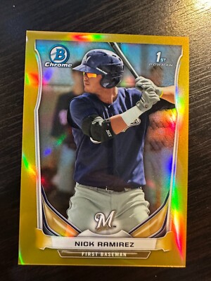 NICK RAMIREZ 2014 BOWMAN CHROME #BCP35 GOLD REFRACTOR 1ST ROOKIE RC #'D ...