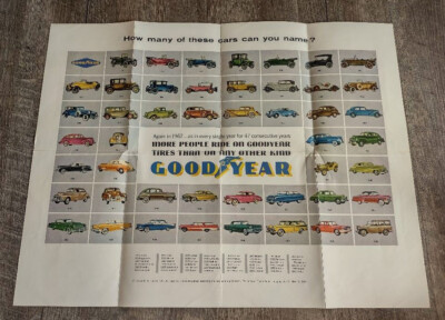 Original Vintage 1962 GOODYEAR Car Poster 22" x 17" | eBay