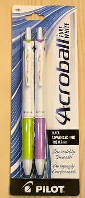 Pilot Acroball Pure White, Black Advanced Ink, Fine 0.7mm, Smooth ...