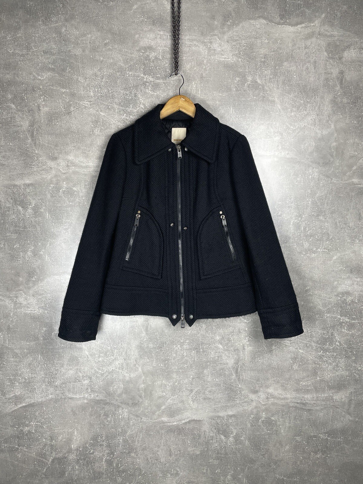 Diesel Opium Avant Garde Y2K Wool Black Coat Size M - Gem