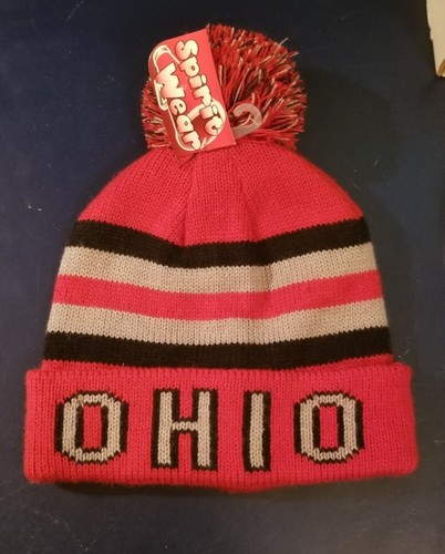 Ohio State Buckeyes Beanie Red Gray Winter Hat Adult Unisex NWT Spirit ...