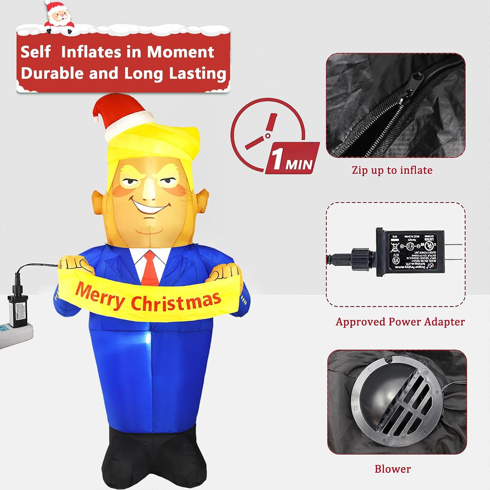 Christmas Inflatables Outdoor Decorations, 7.2 Ft LED Lighted Uncle Sam ...