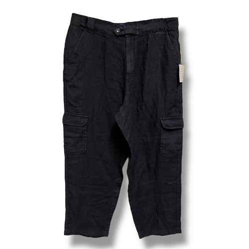 Rachel Roy Women Black Linen Cargo Capris Pants Size L NEW | eBay