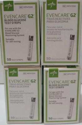 200 MEDLINE EvenCare G2 Blood Glucose Test Strips NEW Exp. 10/2025 Sale ...