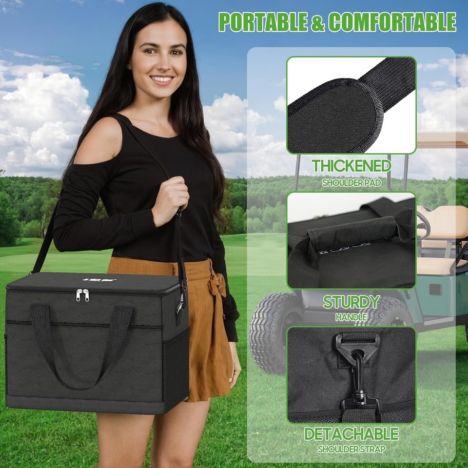Golf Cart Ice Cooler Bag, 12-Can Insulated Cooler Backpack Golf Car ...