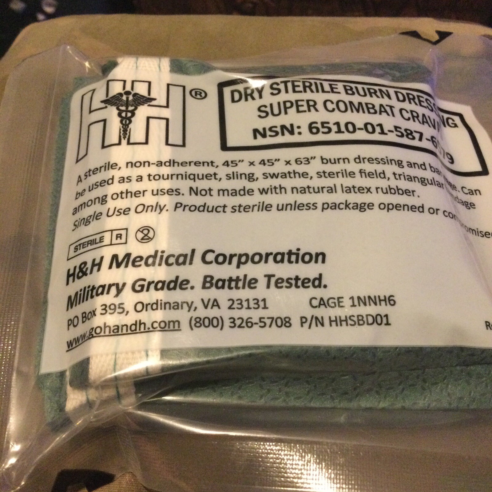 1 Sealed H&H Dry Sterile Burn Dressing Cravat ; Super Combat Cravat | eBay