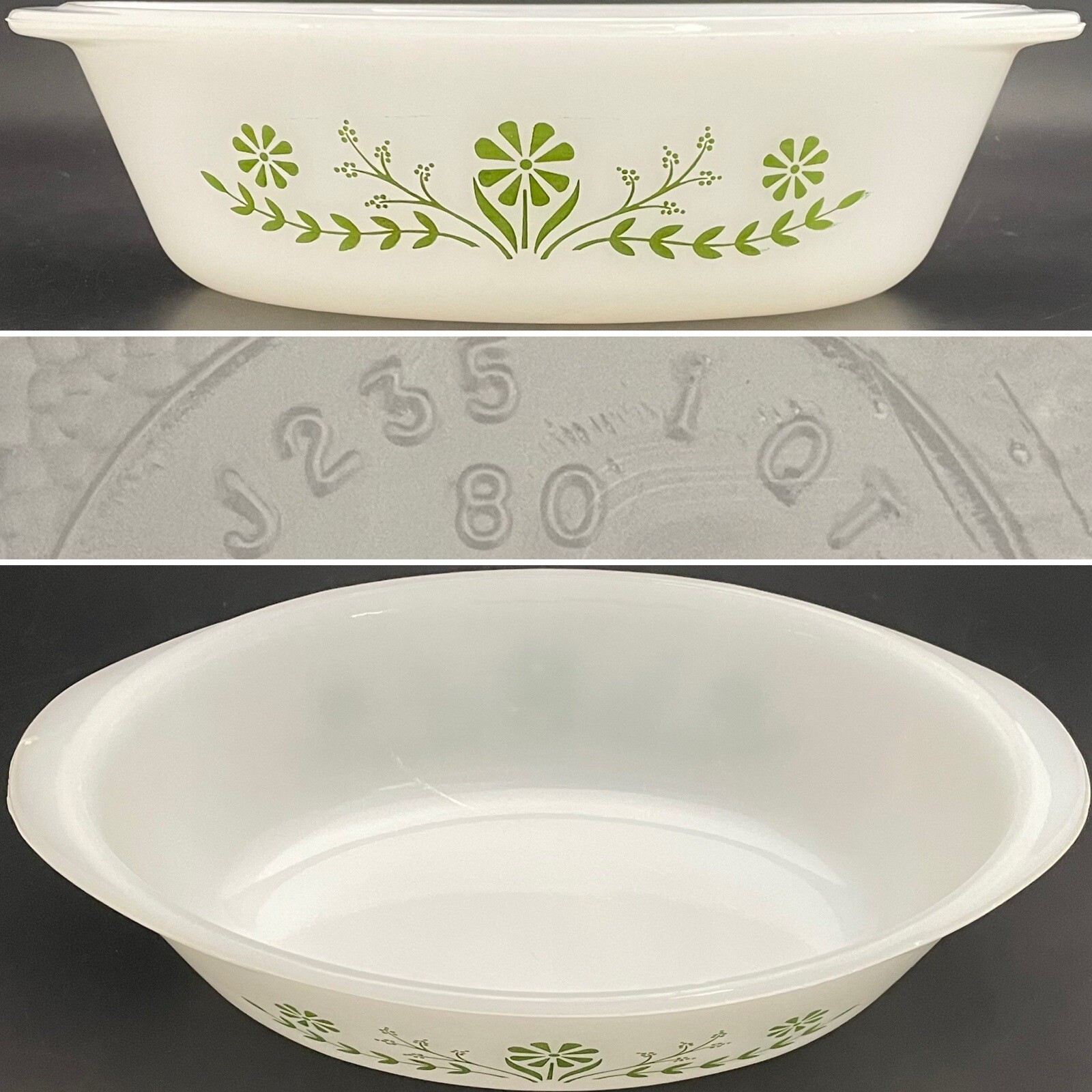 Glasbake Primrose Dream J-235 Oval Casserole c1940s Made in USA 1 quart ...