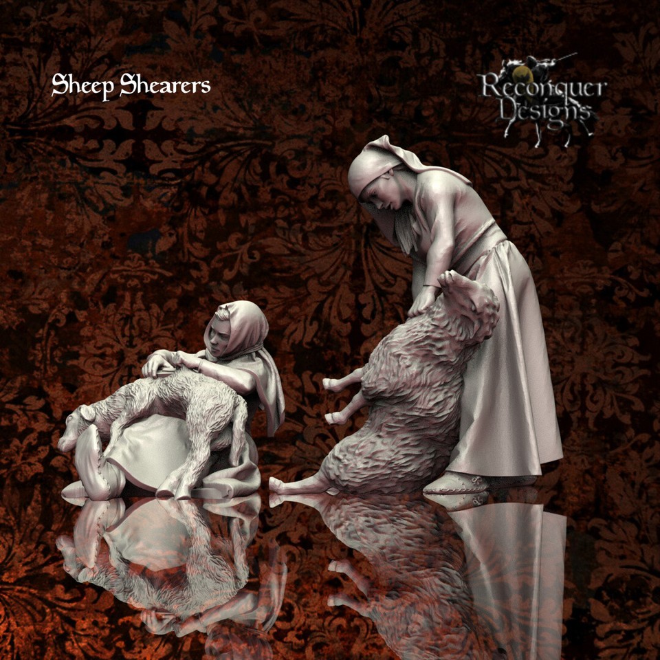 Reconquer Design Miniature Medieval Shepherds & Sheep Shearers ...