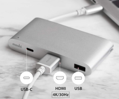 Moshi USB-C Hub, 3-in-1 Multiport Adapter with HDMI 4K Output, USB-C ...