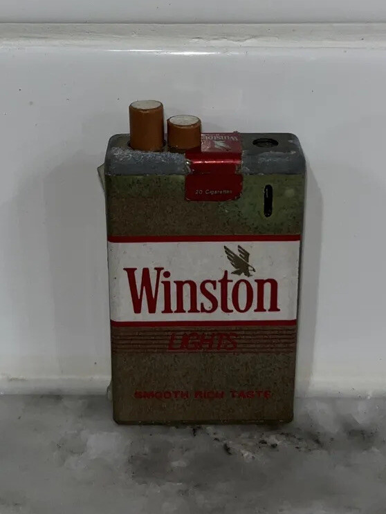 Vintage WINSTON Lights Gold Colored Cigarette Pack Lighter - Works - | eBay