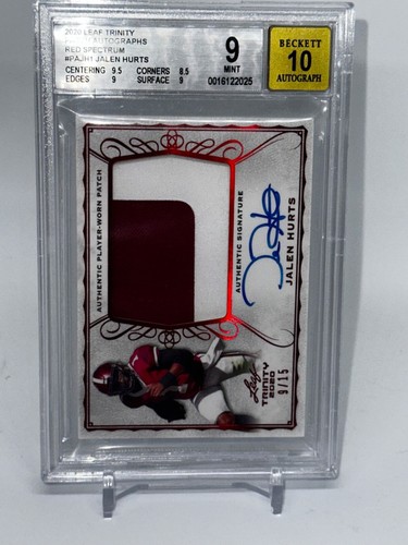 2020 Leaf Trinity Patch Auto Red Spectrum RC Jalen Hurts /15 BGS 9/10 ...