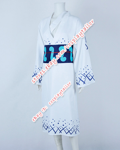 One Piece Samurai Ryuma Cosplay Cos Blue White Kimono Costume Outfit ...